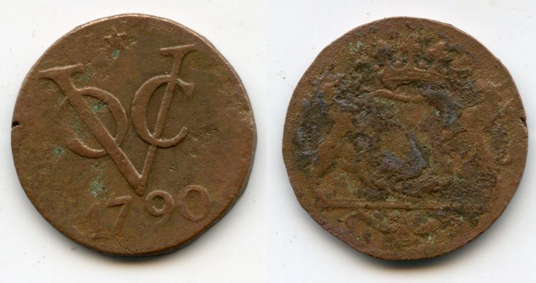 Utrecht copper 2-duit, VOC (East India Company), 1790, Dutch East Indi ...