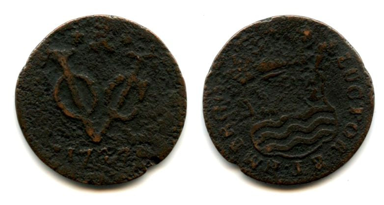 Copper duit, 1727, VOC (Dutch East India Company), Zeeland, East Indie ...