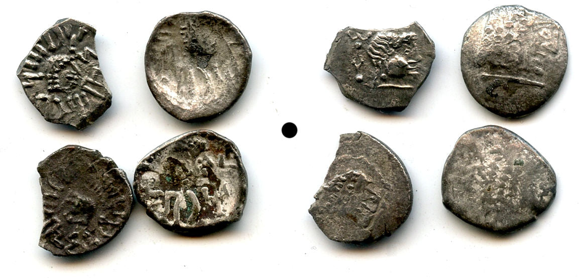 Lot of 4 various silver 1/2 units, 1-100 AD, Qataban Kingdom, Arabia ...