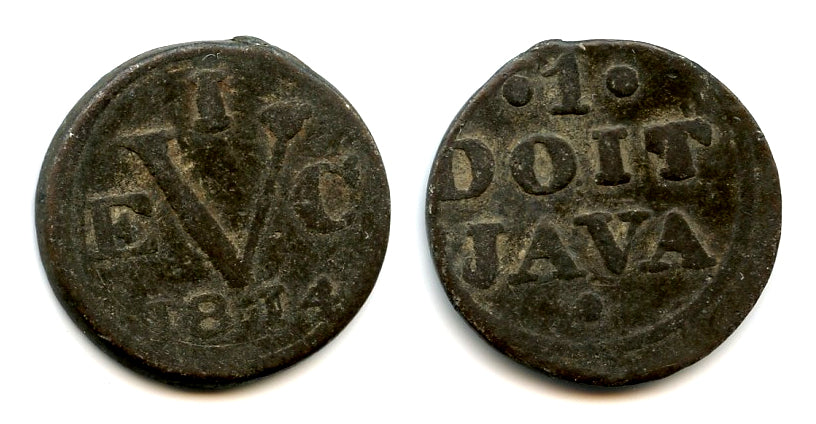 Nice large tin duit, 1814, British Occupation of Java (1811-1816), Ind ...