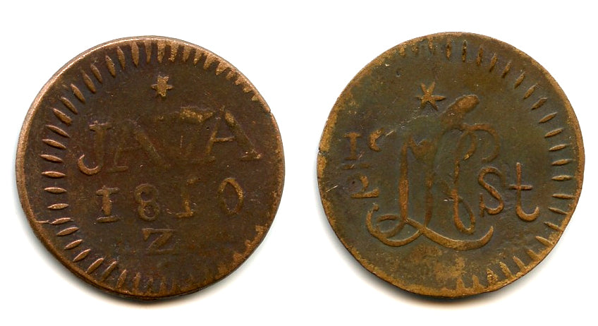 Large 1/2 stuiver, Louis Napoleon, Java, 1810, French interregnum in J ...