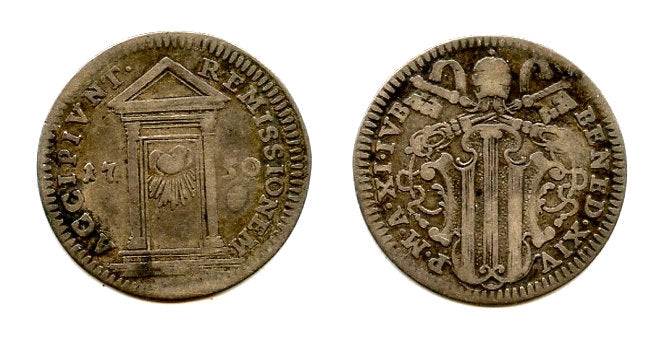 Silver 1/2 grosso, Pope Benedict XIV (1740-1758), 1750, Papal States ...