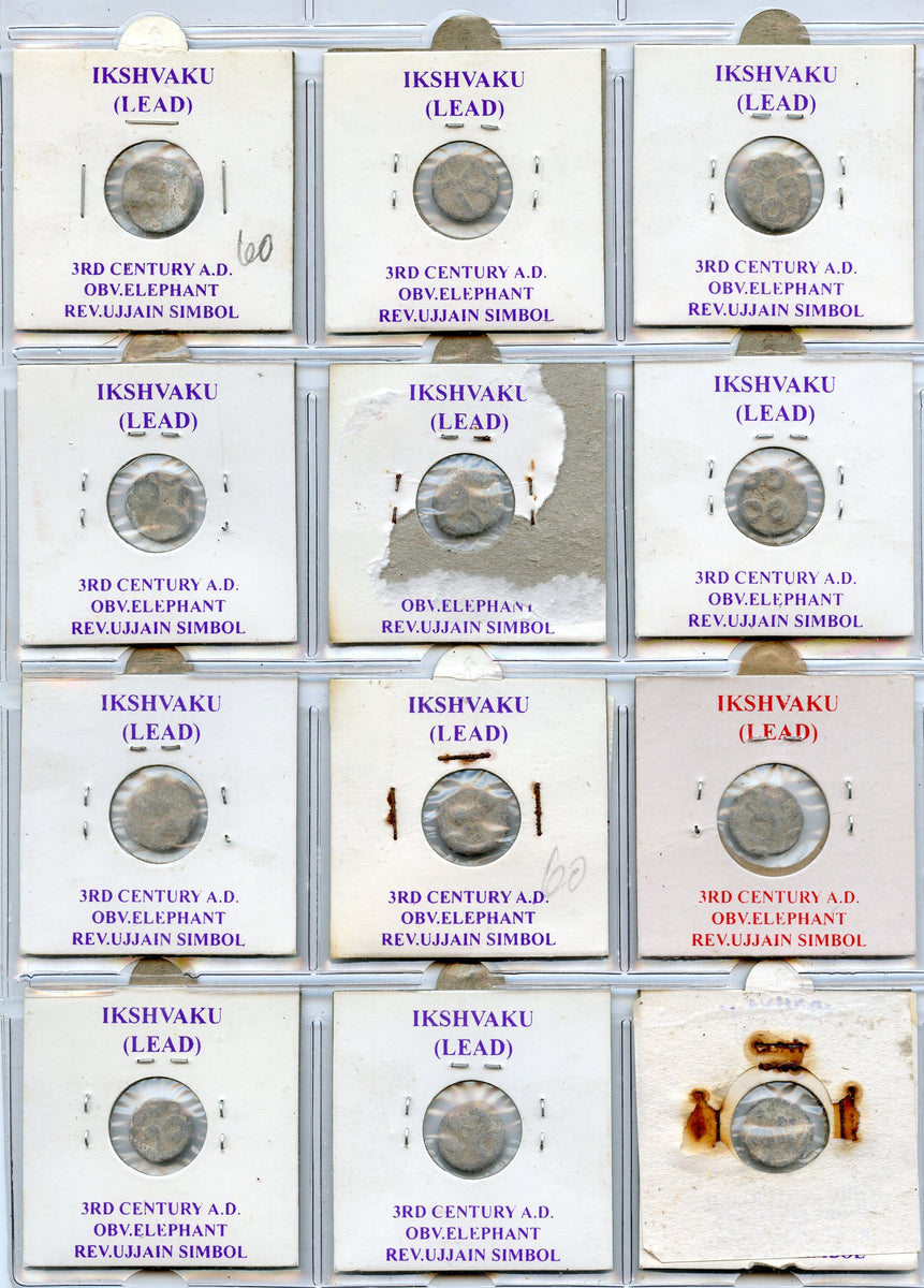 Lot of 12 lead coins of the Ishvakus, 200-300 CE, Ancient India – NumisMall