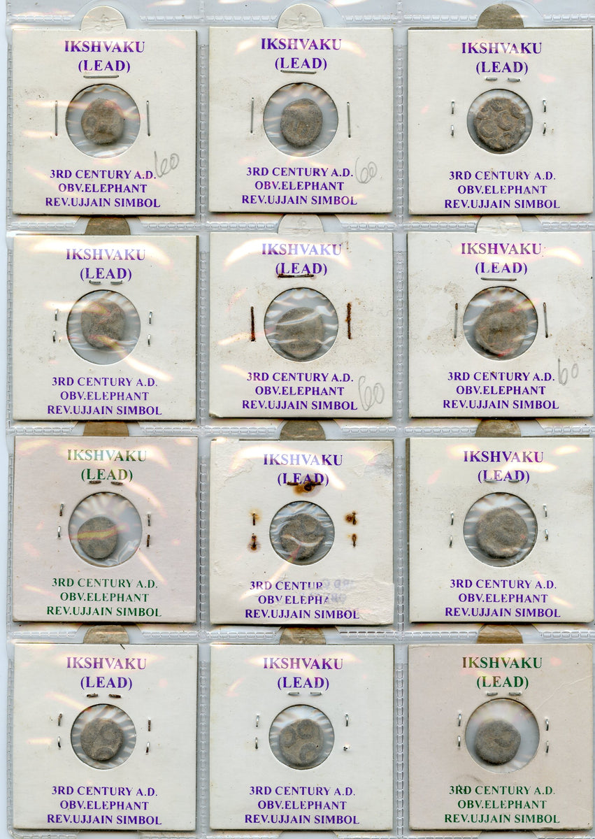 Lot of 12 lead coins of the Ishvakus, 200-300 CE, Ancient India – NumisMall