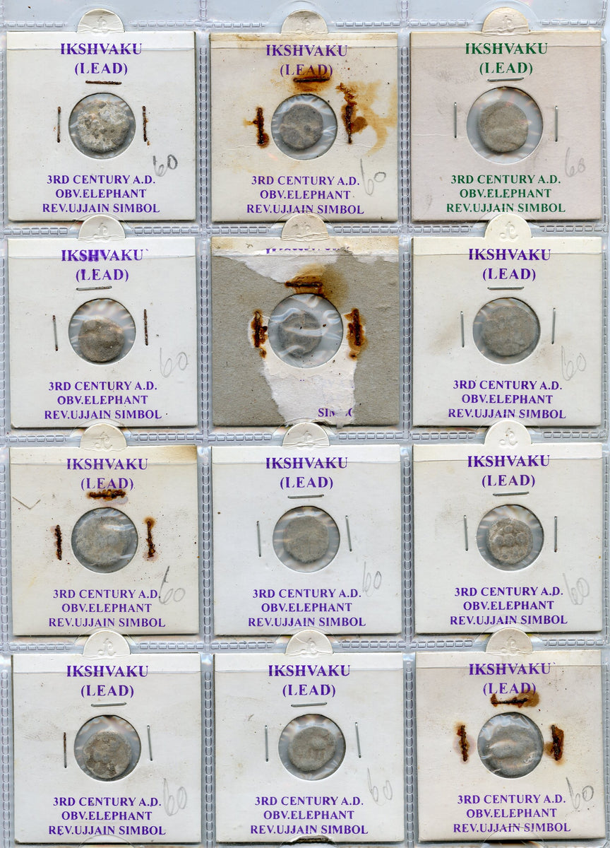 12 lead coins of the Ishvakus, 200-300 CE, Ancient India – NumisMall