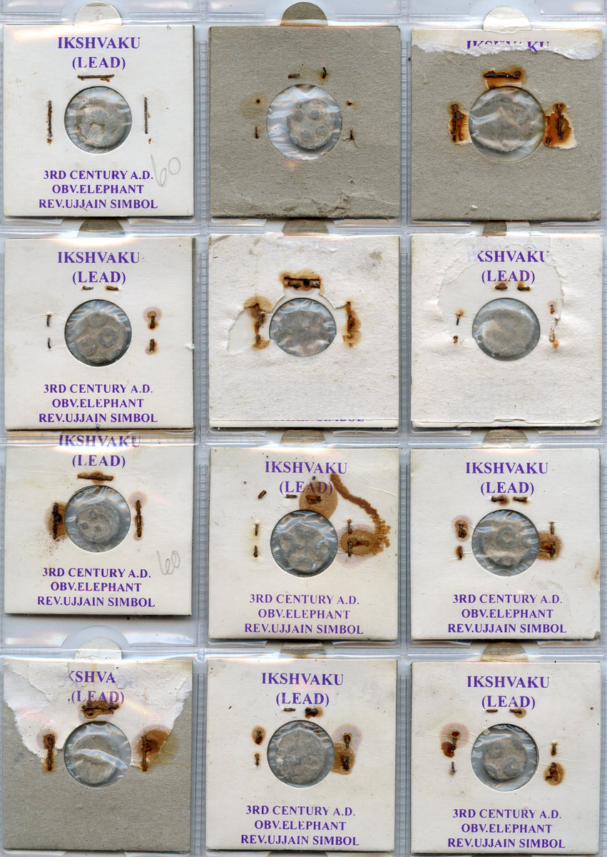 12 lead coins of the Ishvakus, 200-300 CE, Ancient India – NumisMall.com