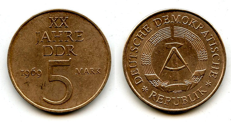 Commemorative 5 Mark 1969 "20 Jahre DDR" - East Germany – NumisMall