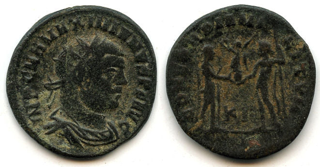 Bronze antoninianus of Maximianus Herculius (285-306 CE), Cyzicus, Rom ...