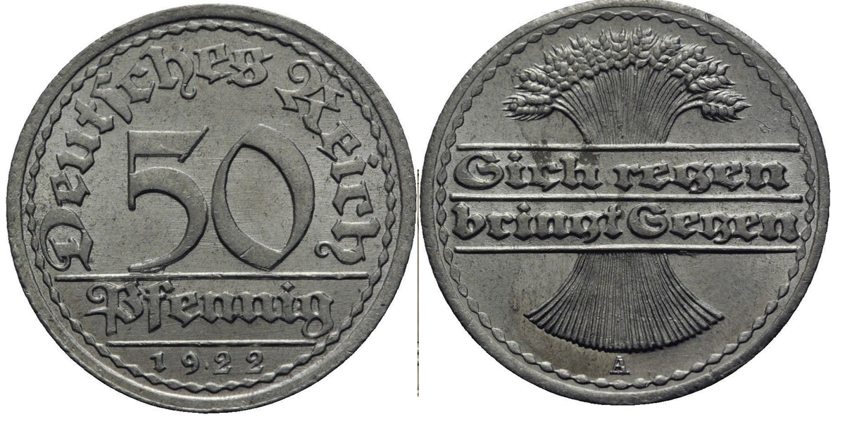 Germany - Weimar Republic - high quality aluminum 50 Pfennig 1922 A Be ...
