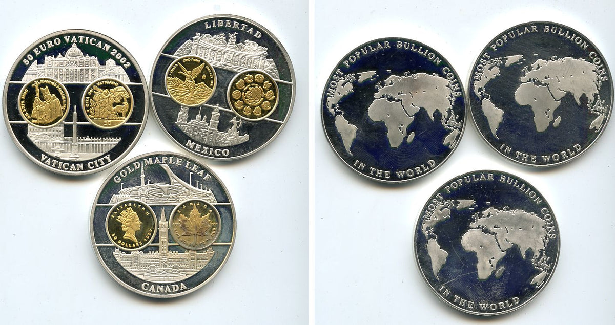 Lot of 3 different huge medals from the "most popular billion coins" s ...