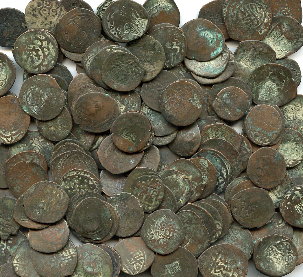 Lot of 25 Central Asian large copper coins, c.1400-1600, many w/counte ...